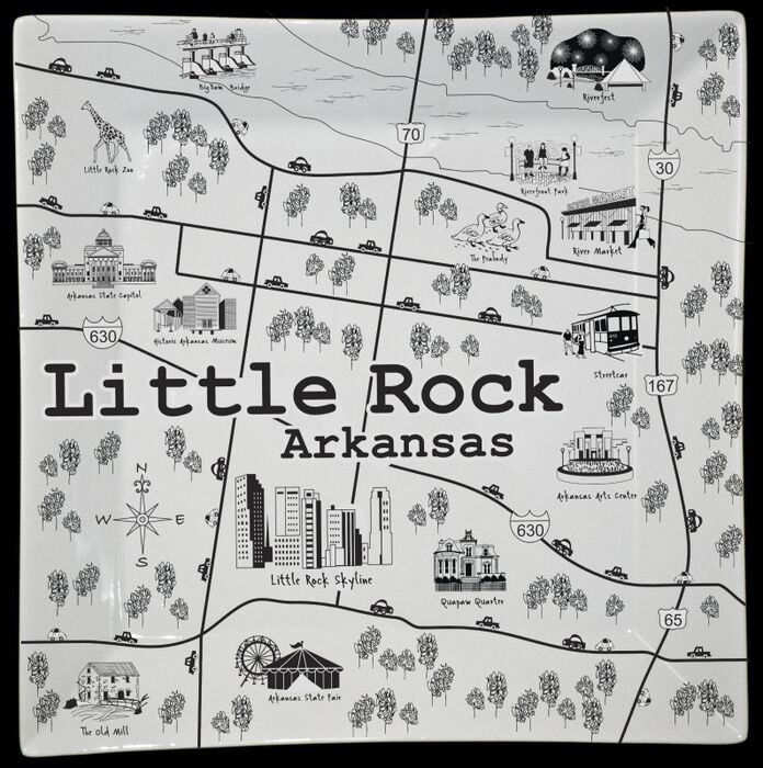 Little Rock B&W Small Map Plate